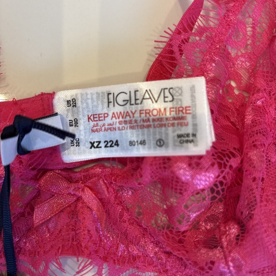 Figleaves Underwired Juliette lace Non padded Bra Size Uk 32c pink ...
