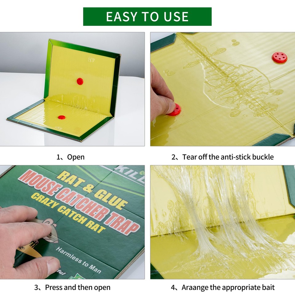 10-Pack Large Mouse Glue Traps with Enhanced Stickiness, Rat Snake ...