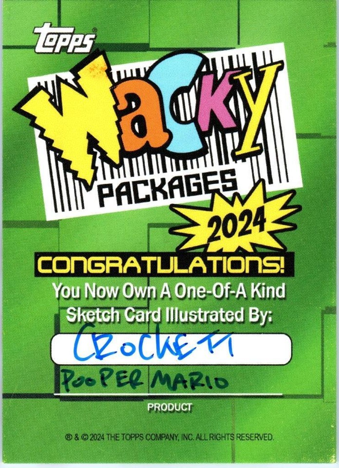 2024 WACKY PACKAGES DRAWN ARTIST SKETCH CARD POO PER MARIO by CROCKETT ...