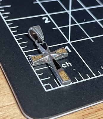 Native American Sterling Silver Picture Jasper Inlay Tim Charlie Cross ...