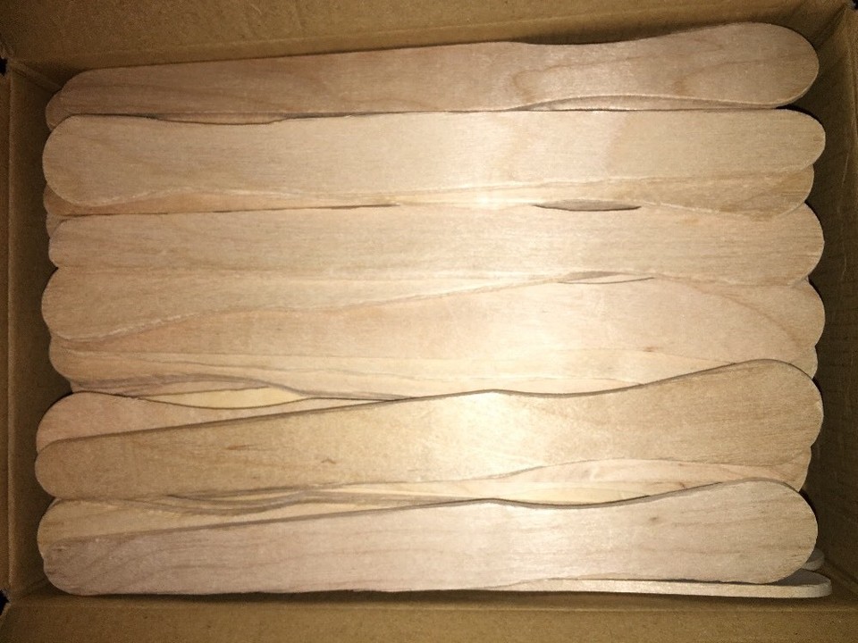 100 Disposable Large 9" Wood Paddle Spatulas Wax Application Or Stir ...
