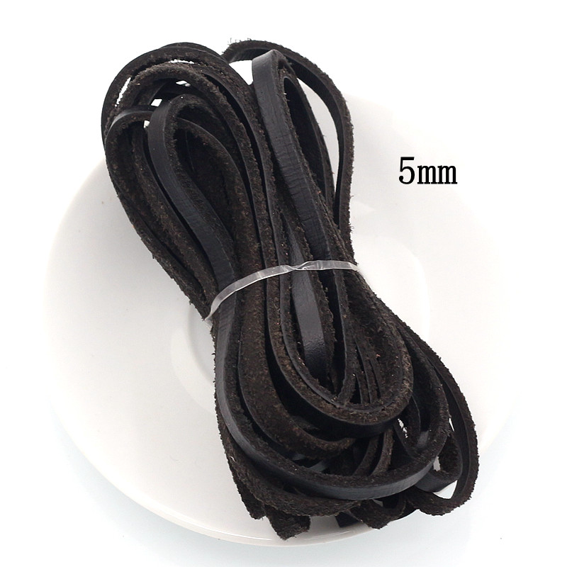 5M DIY Flat Real Genuine Leather Rope Cord Strap String First Layer ...