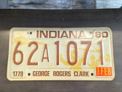 Vintage 1980 Indiana Collectible License Plate - George Rogers Clark | eBay