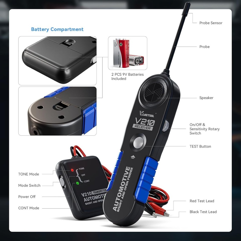 Wire Tracer Automotive Electrical Open & Short Finder Circuit Tester ...