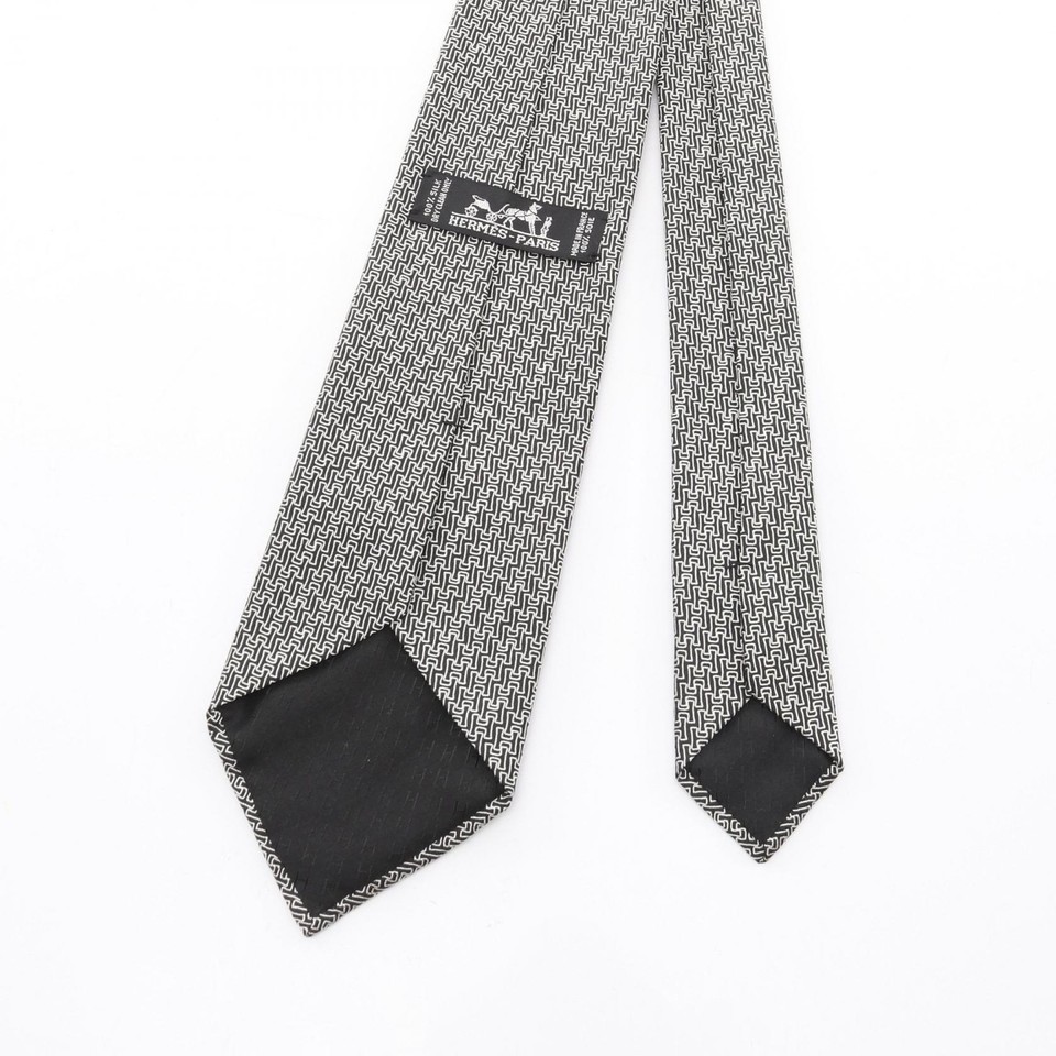 HERMES H pattern Tie silk Black White Used mens | eBay Australia