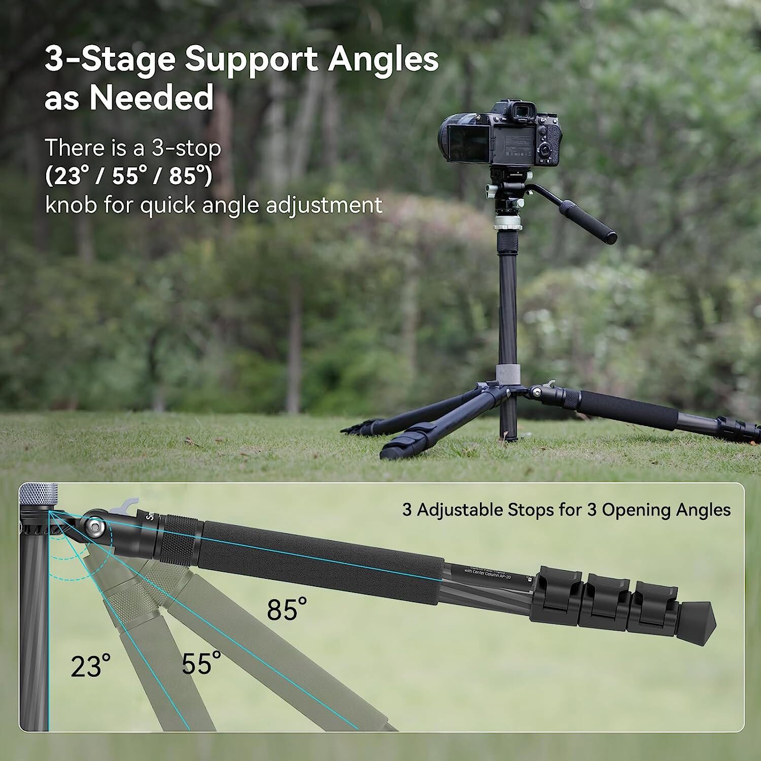 SmallRig 63" Video Tripod Stand Carbon Fiber Tripod Monopod 4kg / 8.82 ...