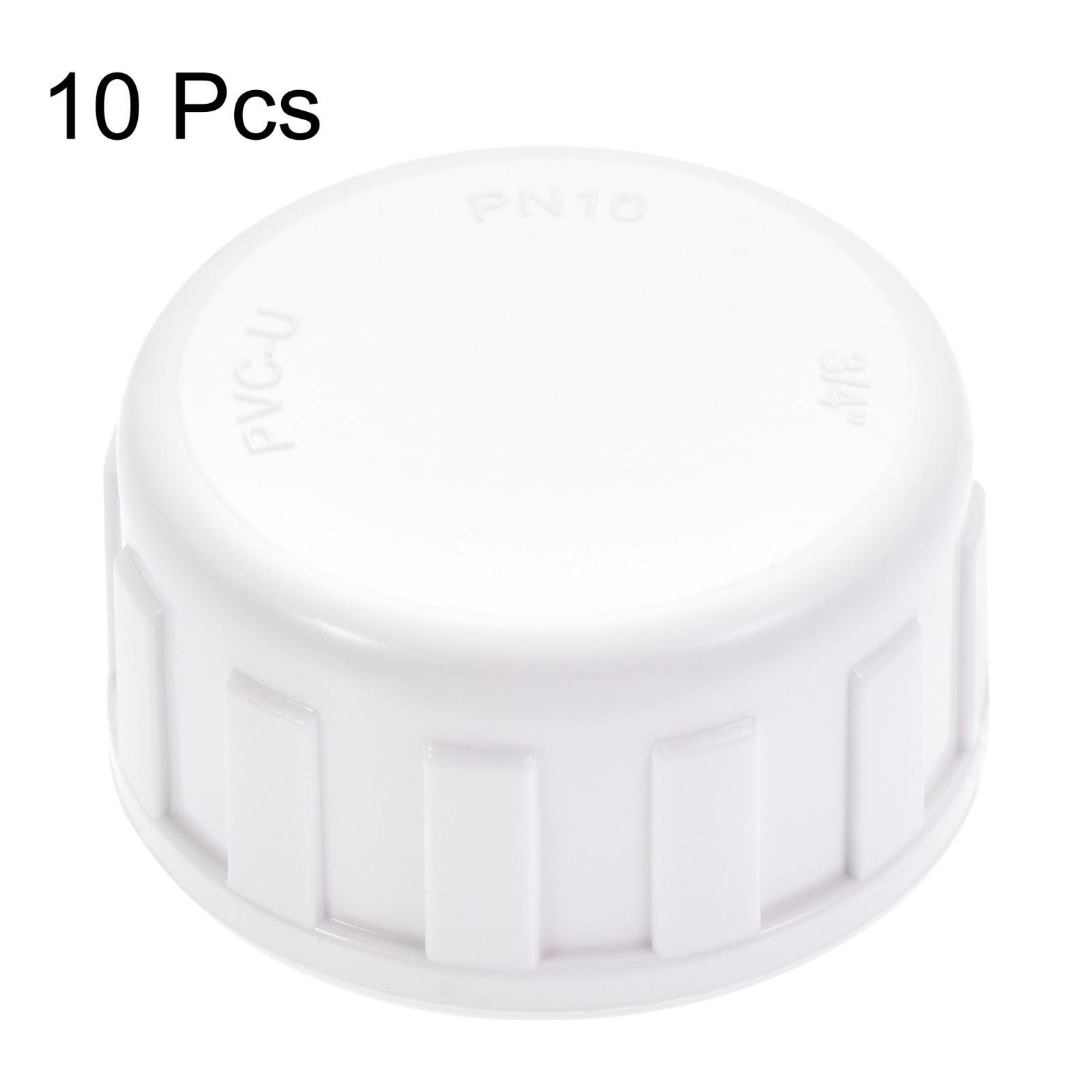 3/4PT Pipe Fitting Cap PVC Female Thread Hose Connector Round End White ...