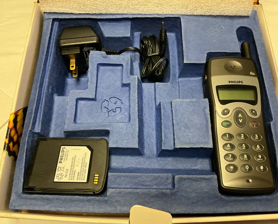 Vintage / antique Philips mobile phone,, fizz analog with original box ...