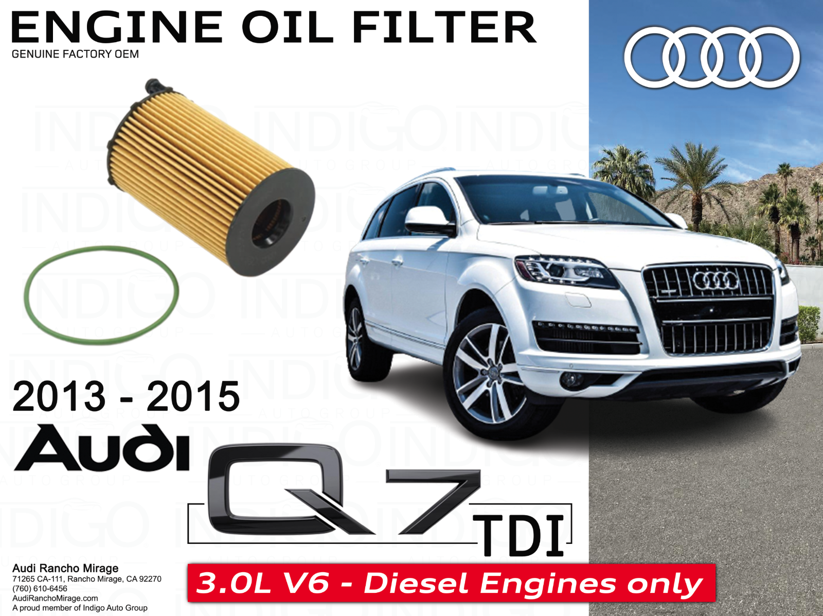 2013-2015 Audi Q7 (TDI) Genuine Audi ENGINE OIL FILTER 059-198-405 | eBay