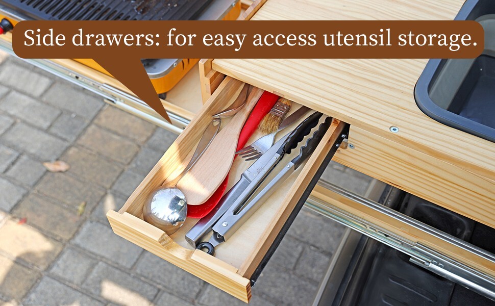 Overland Camp Kitchen Slide Out Drawer, SUV Trunk Cargo truck Wooden ...
