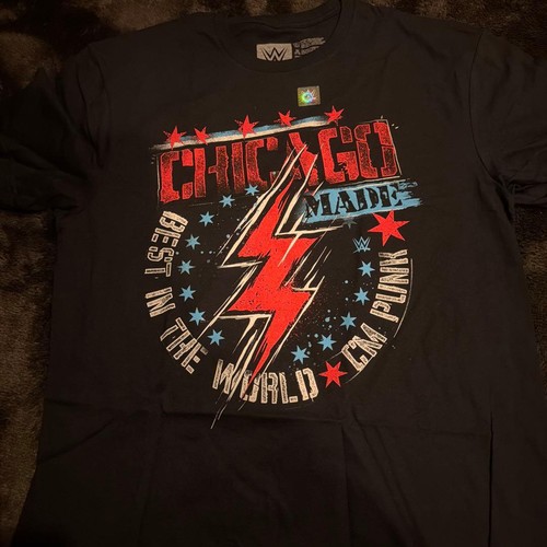 WWE CM Punk T-Shirt M Chicago Red Lightning Star WWE Official YY1 | eBay