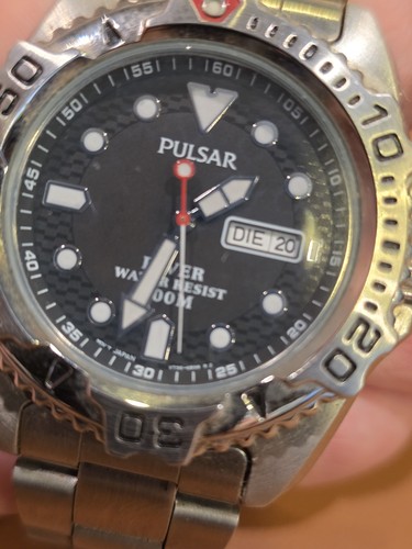 Pulsar Diver Watch Mens 43mm Stainless Steel Date Day Water Resistant ...