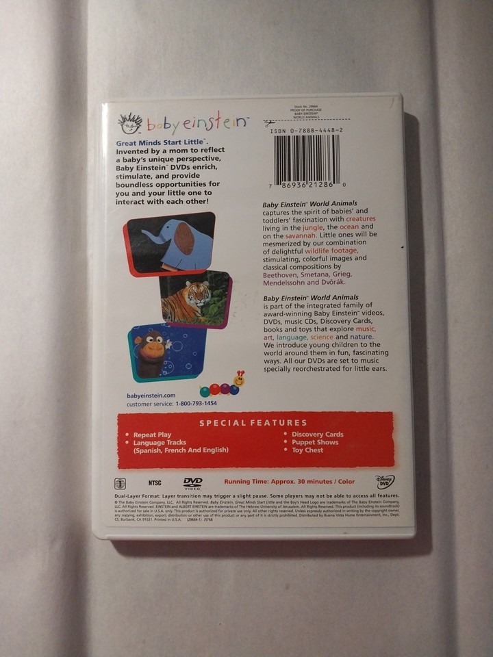 Baby Einstein : World Animals (DVD, 2002) Rare Kids Disney Educational ...