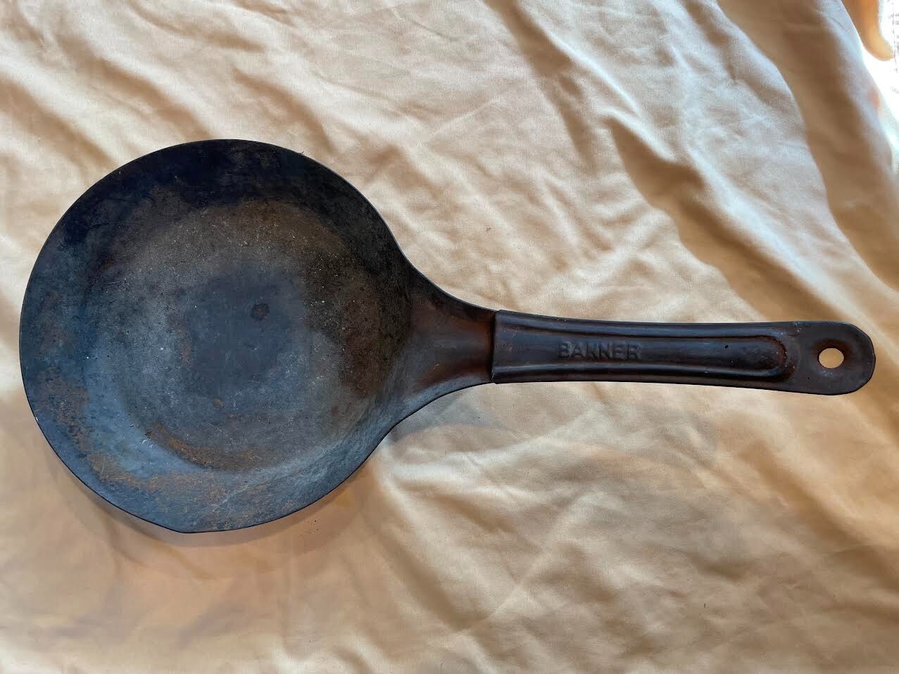 Rare Antique Banner #1 Steel Tin Metal Cold Handle Cowboy Pan Skillet 4 ...