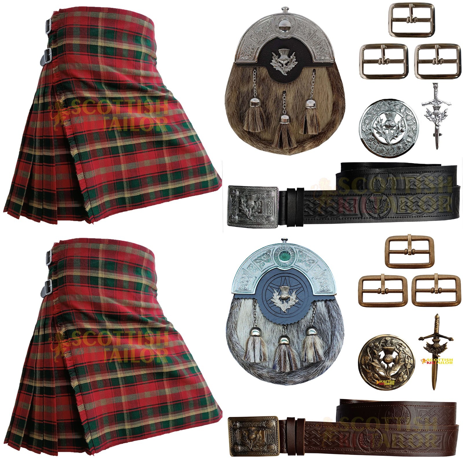 Handmade Maple Leaf Canadian Tartan Kilt Outfit For Men Custom Size ...