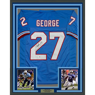 Framed Autographed/Signed Eddie George 35x39 Tennessee Retro Jersey ...