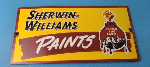 Vintage Sherwin Williams Sign - Custom Paints Porcelain Gas Oil Pump ...