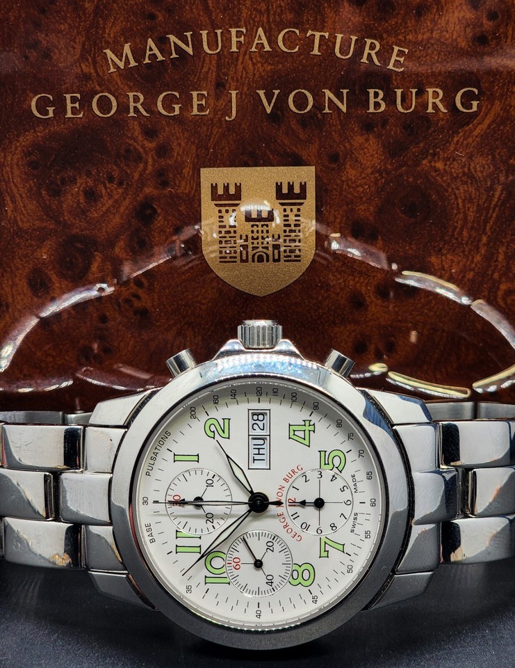 George J Von Burg B00577 Valjoux 7750 Swiss Made Automatic Chrono | eBay