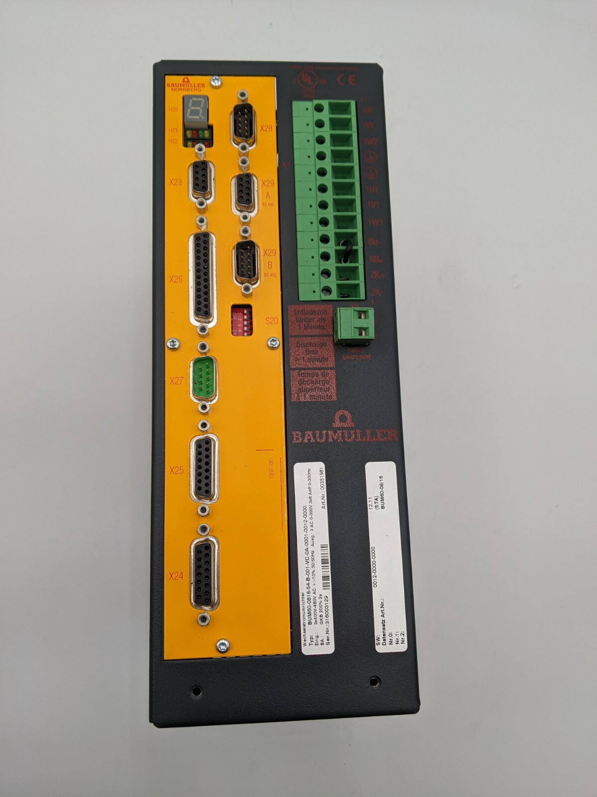 Baumuller BUM60-0816-54-B-001-VC-0A-0001-0012-0000 0-390 V 3-Phase ...