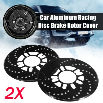 2x Black Aluminium 2.95" Disc Cover Car Decorative Rotor Cross Drilled ...