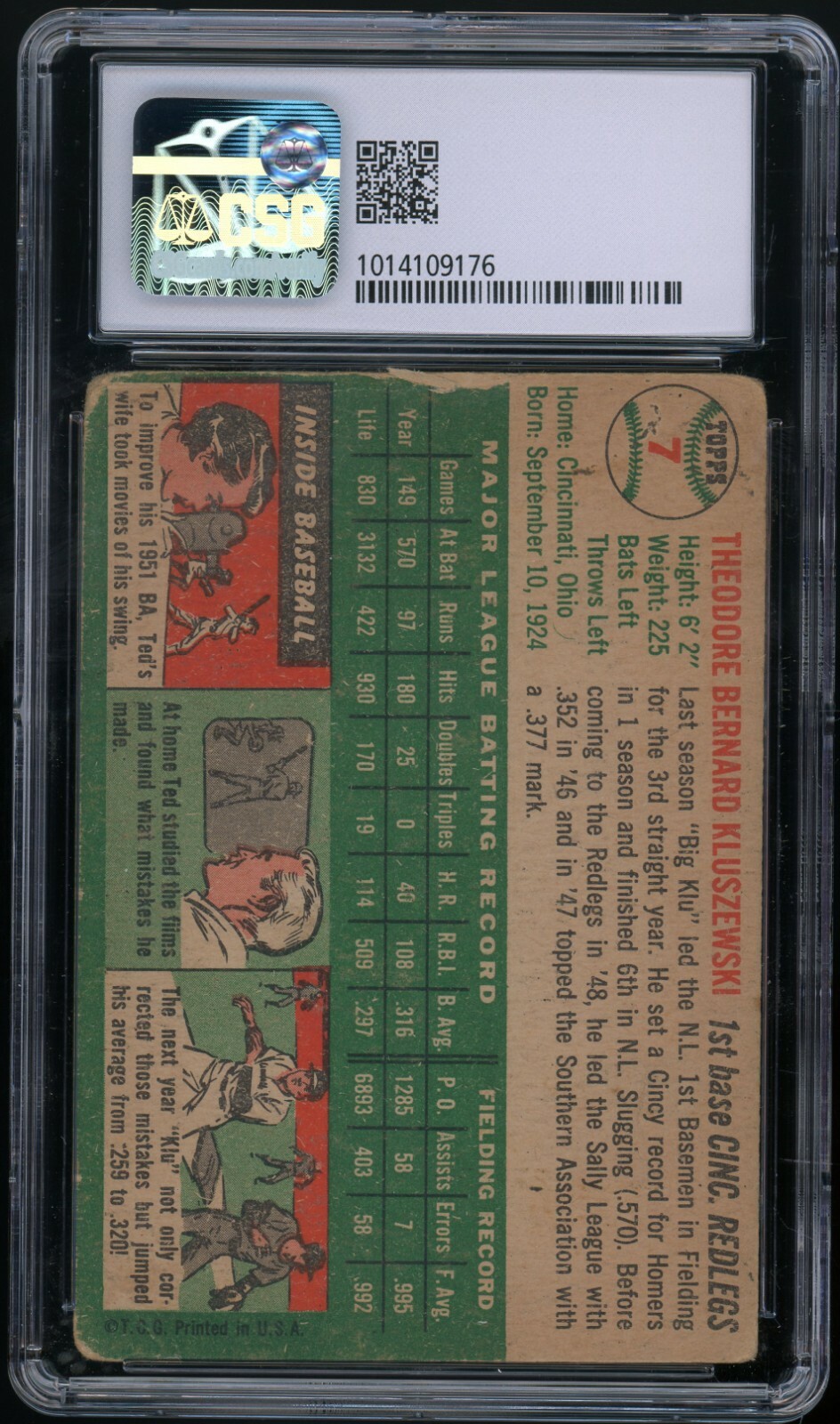 1954 Topps - Gray Back #7 Ted Kluszewski for sale online | eBay