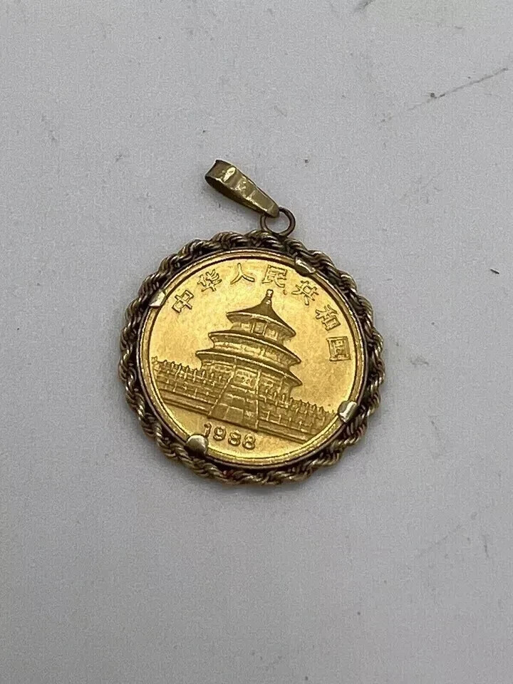 Without Stone 1988 1/10 Oz Panda Coin Pendant With Chain 14k Yellow ...