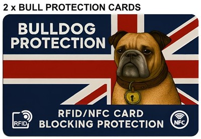 2 x RFID Signal Blocking **BULLDOG** Card. Credit & Debit Card Blocker ...