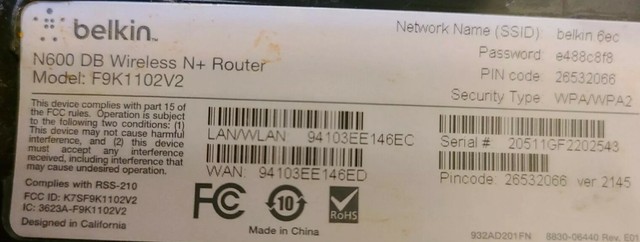 Belkin F9k1102v2 N600 4-port Wireless Dual Band N Router for sale ...