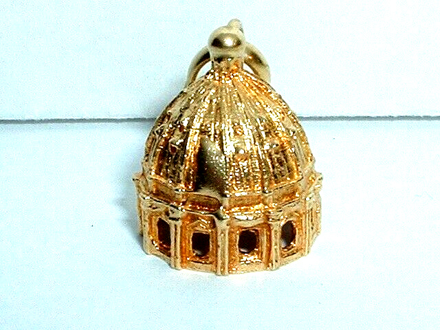 18k YELLOW GOLD ST. PETER'S BASILICA DOME VATICAN ITALY PENDANT CHARM ...