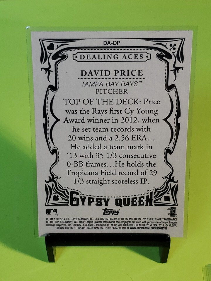 2014 David Price Topps Gypsy Queen #DA-DP Dealing Aces Insert | eBay