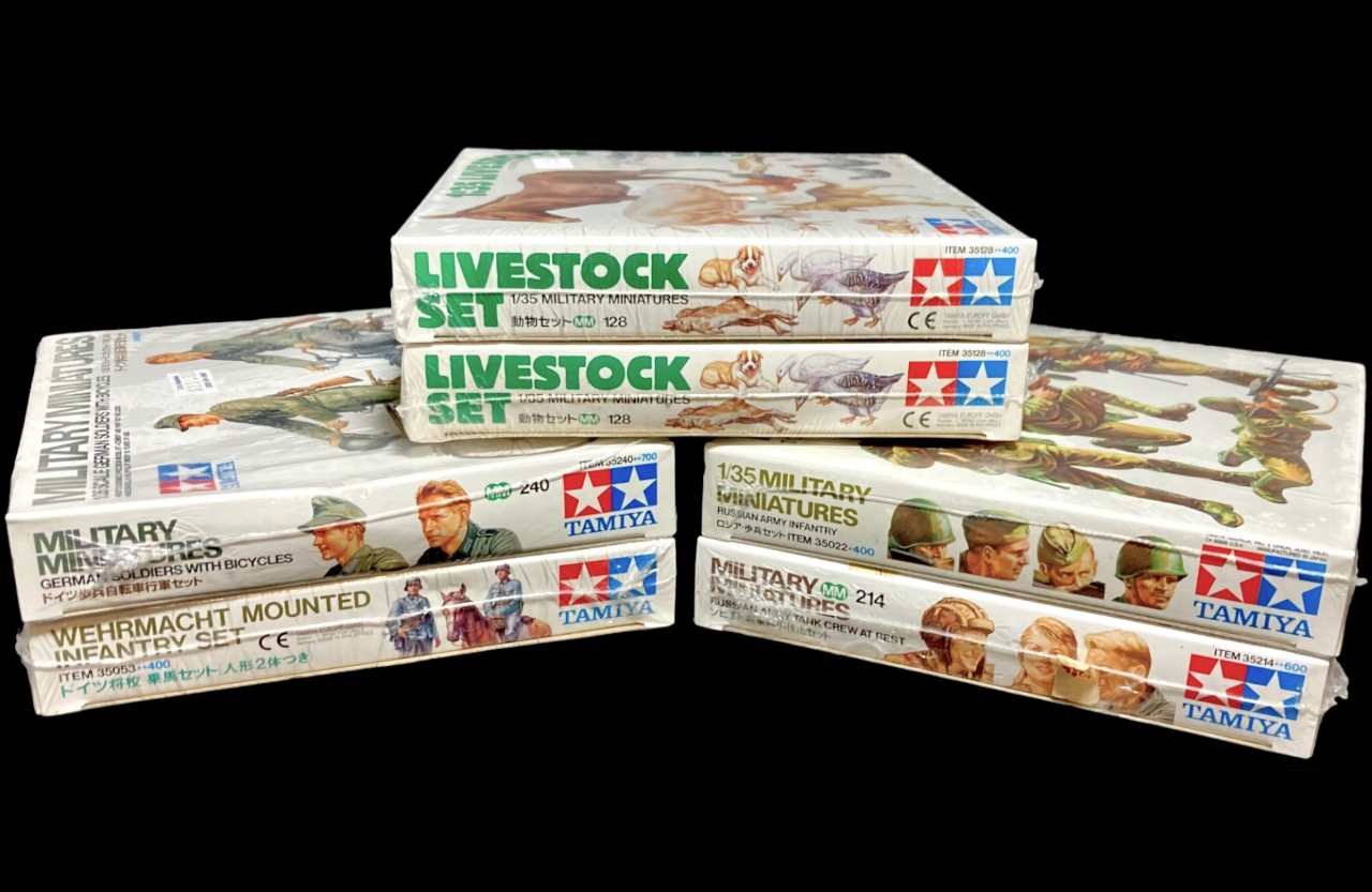 (Lot of 6) Tamiya 35022 35053 35128 35214 35240 Figures/Animals 1/35 ...
