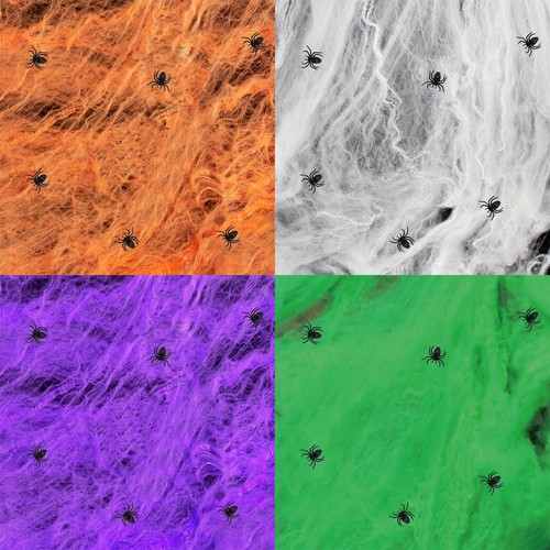 Halloween Room Decoration - Spider Web - With Plastic Spiders - Choose ...