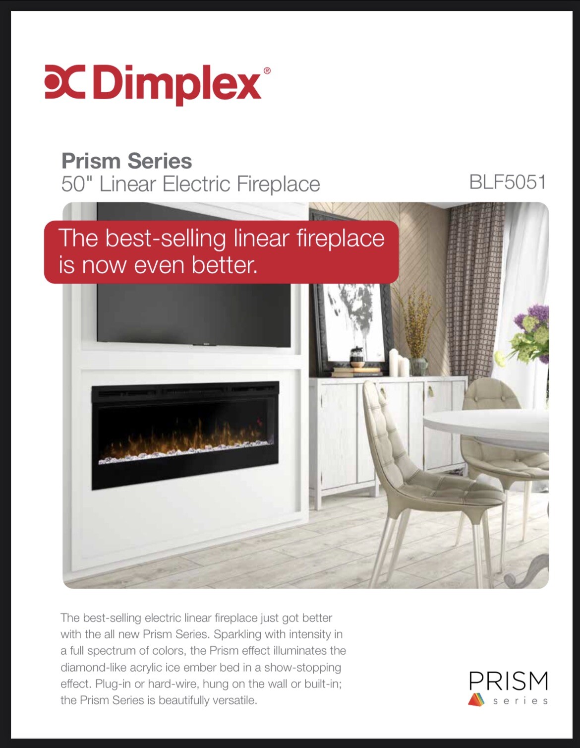 Dimplex BLF5051 50-inch Prism Linear Electric Fireplace Wall Mount | eBay