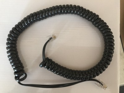 TELEPHONE PHONE CURLY HANDSET LEAD CABLE CORD WIRE RJ10 PLUG dark grey ...