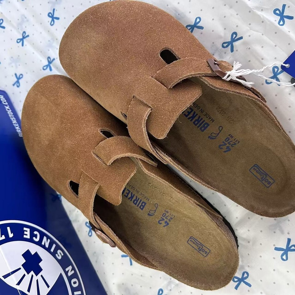 Birkenstock Boston Mink Suede Leather Classic Men's Shoes Clogs Wide 42 ...