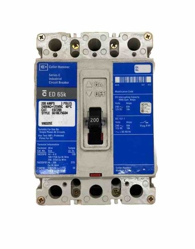 EATON / CUTLER-HAMMER ED CIRCUIT BREAKER ED3200 200AMP 240VOLT 3POLE ...