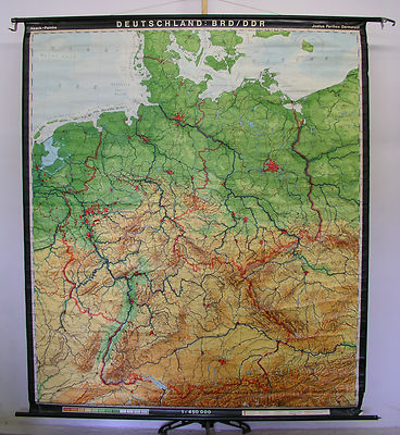 Schulwandkarte Wandkarte Karte Deutschland BRD DDR Germany map card ...