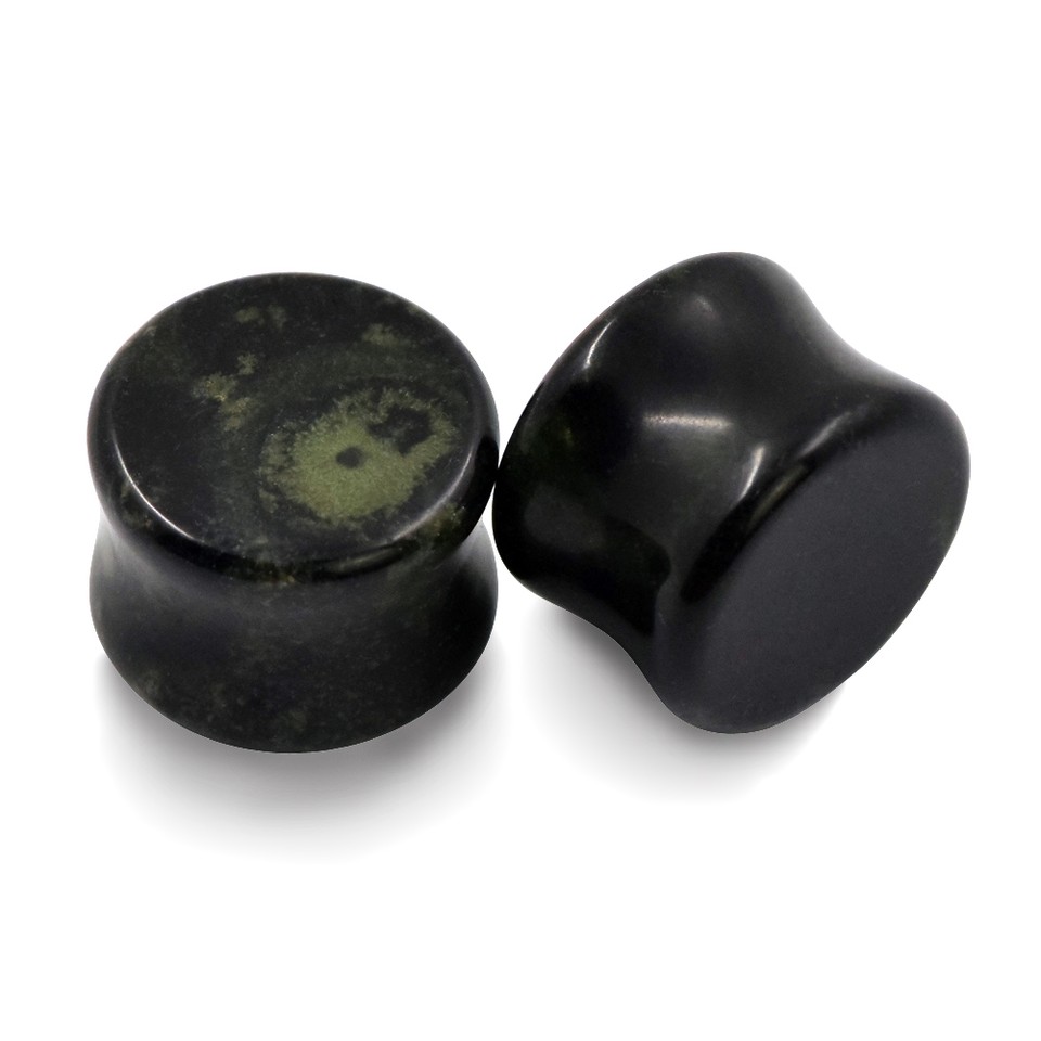 PAIR Organic Natural Stone Ear Gauges Ear Plugs Double Flared Piercing ...