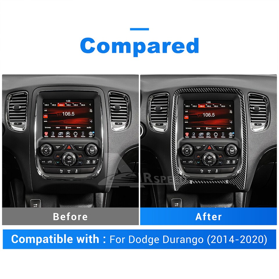For Dodge Durango 2014-20 Black Carbon Fiber Dashboard Navigation Frame ...