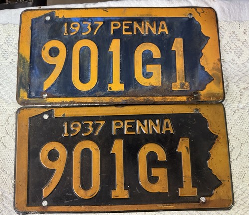 Pennslyvania License Plate 1937 Pair Penna.Pa. # 901G1 | eBay