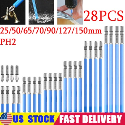28Pcs Magnetic screwdriver bit Bits set PH2 Anti-slip Hex Shank Screw ...