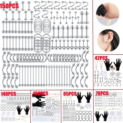 Professional Body Piercing Tool Kit Ear Lip Tongue Nose Navel Nipple ...