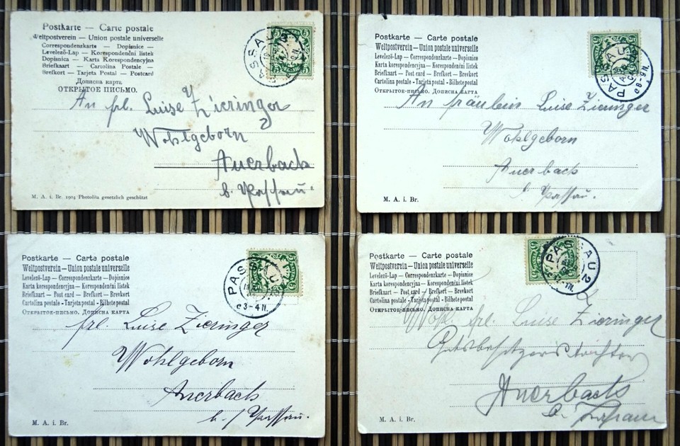 M. A. i. Br Antique German Postcards. Flowers 1904. Set of 4 | eBay