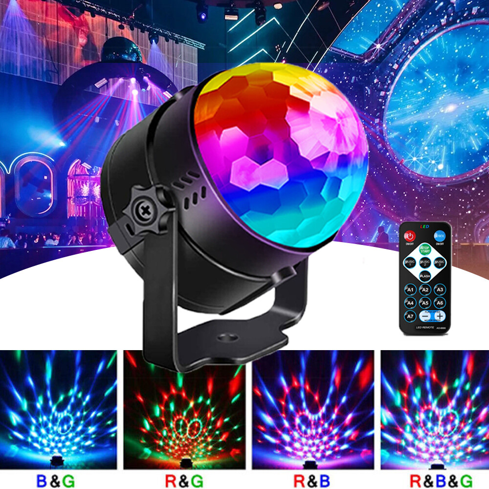 2X USB Disco Lights Party DJ LED RGB Stage Lamp Strobe Crystal Magic ...
