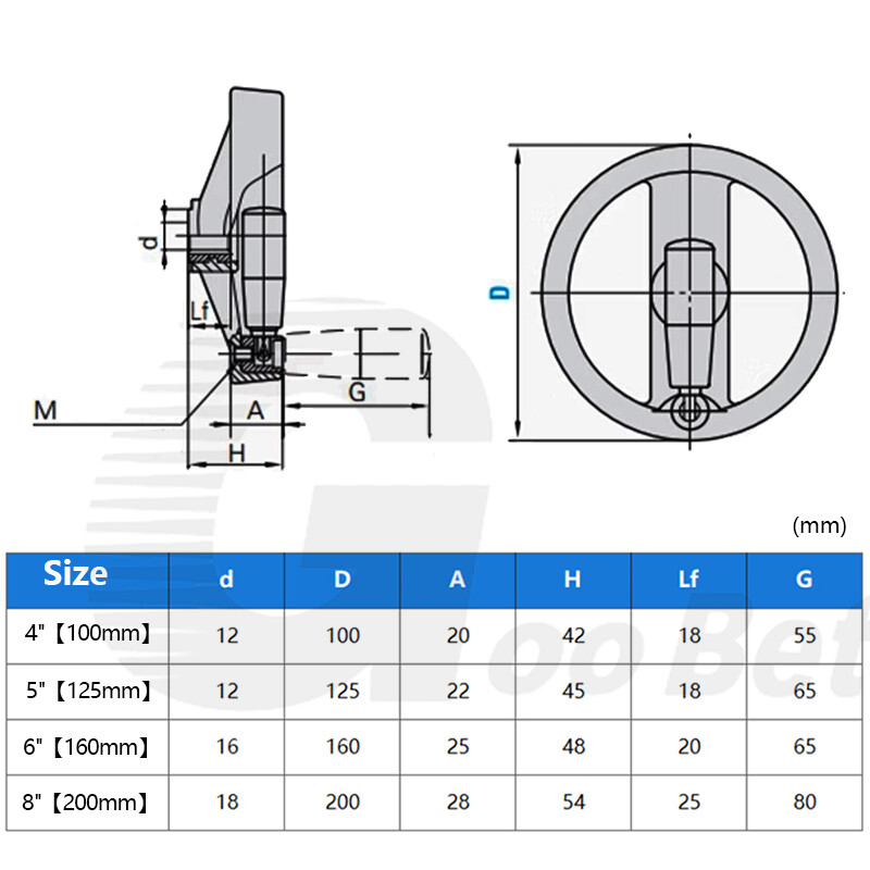 Lathe Machine Hand Wheel Aluminium Hand Crank Handle Foldable 100/125 ...