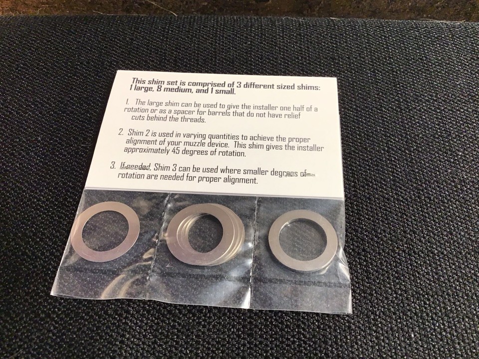 Muzzle Device Alignment Set 1/2x28 Threaded Barrels Shim Kit 5MDAS221 ...