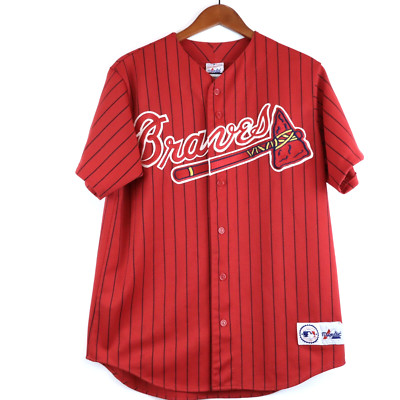 Vintage Majestic Atlanta Braves Red Pin Stripe MLB Jersey Blank 90s Men ...