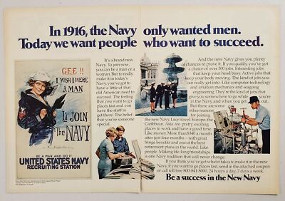 1973 Print Ad Navy Recruiting In 1916 Navy Only Wanted Men Now Women ...
