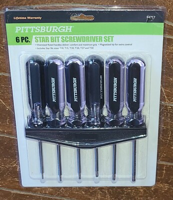 PITTSBURGH 6pc. Star Bit Screwdriver Set w/Oversized Fluted Handles ...