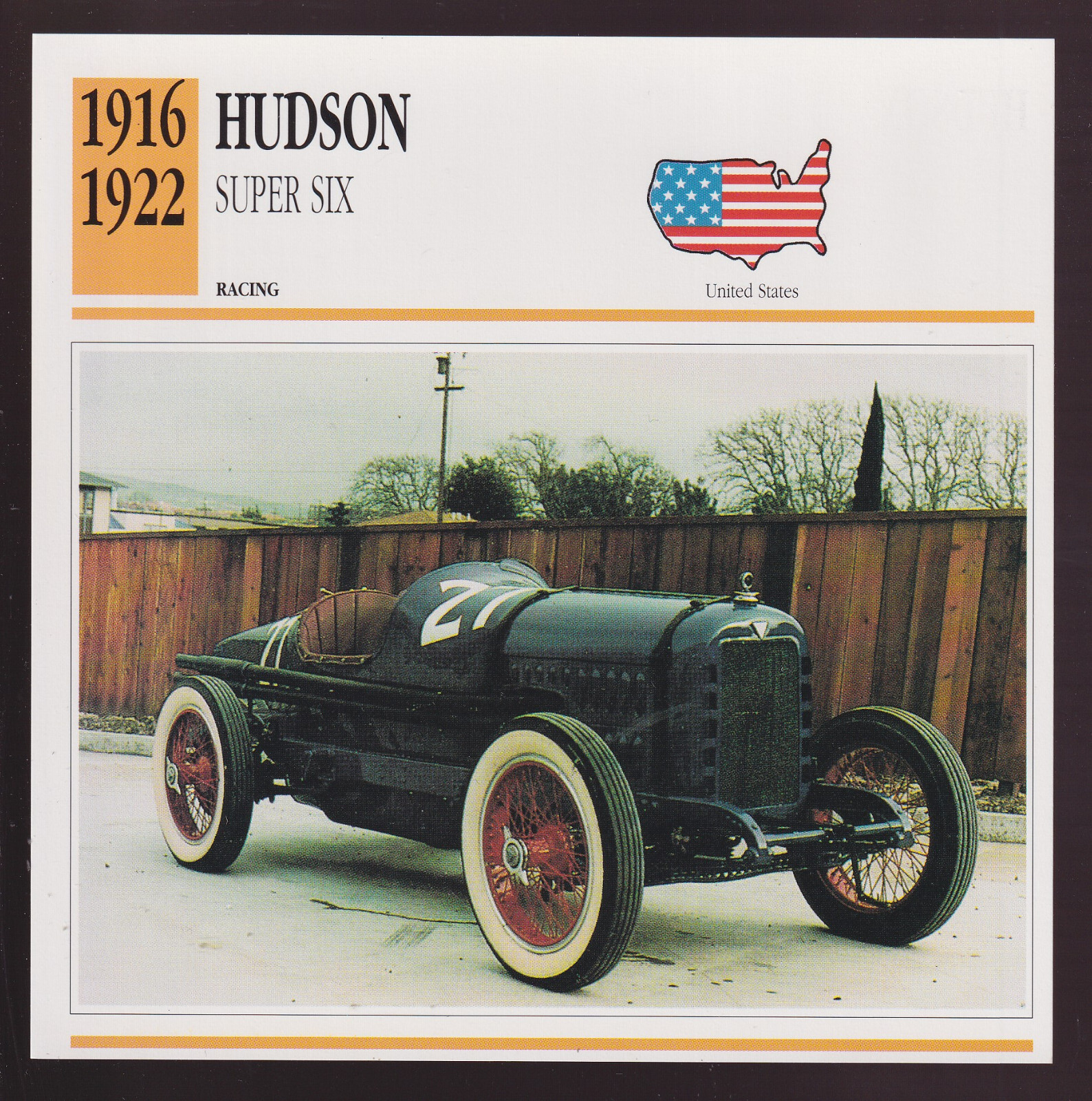 1916-1922 Hudson Super Six American Racing Car Photo Spec Sheet Info ...